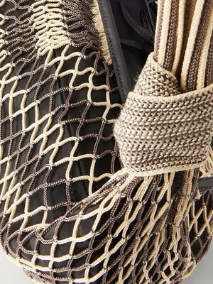 LEMAIRE Filt Croissant Leather-trimmed Fishnet Messenger Bag