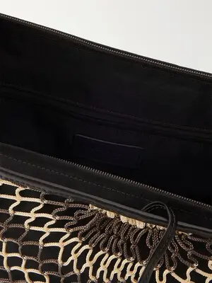 LEMAIRE Filt Croissant Leather-trimmed Fishnet Messenger Bag