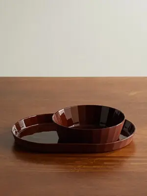 THE CONRAN SHOP Studio Word Fade Porcelain Serving Bowl And Platter Set - Brown