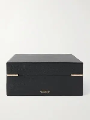 Smythson Mara Croc-effect Leather Six-piece Watch Box