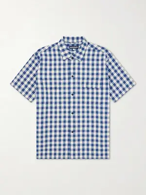 MONITALY Milano Gingham Cotton And Linen-blend Shirt
