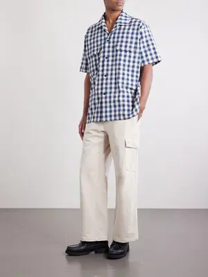 MONITALY Milano Gingham Cotton And Linen-blend Shirt