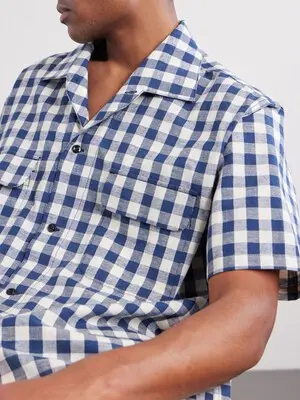MONITALY Milano Gingham Cotton And Linen-blend Shirt