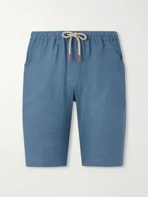 Kiton Drawstring Linen Shorts - Blue
