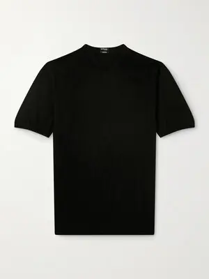 Kiton Knitted Cotton T-shirt - Black