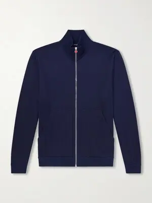 Kiton Cotton And Silk-blend Zip-up Sweater - Blue