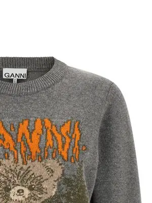 GANNI Sweater With Front Intarsia