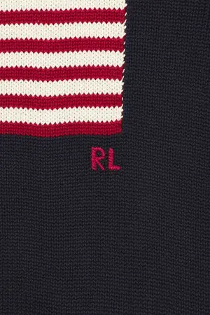 Polo Ralph Lauren Roving Cotton Usa Flag Crewneck Sweater - Hunter Navy