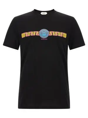 Versace Medusa' Print Cotton T-shirt - Black