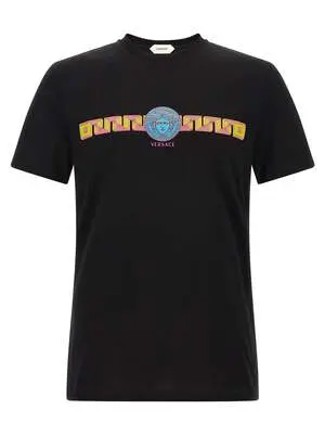Versace Medusa' Print Cotton T-shirt - Black