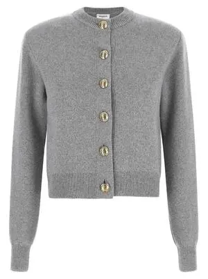 Balmain Sculpture Button Crew Neck Cardigan - Gray