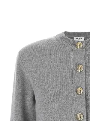 Balmain Sculpture Button Crew Neck Cardigan