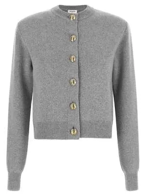 Balmain Sculpture Button Crew Neck Cardigan - Gray