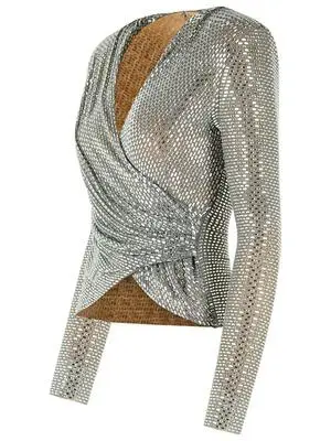 SELF-PORTRAIT Grey Polyester Top