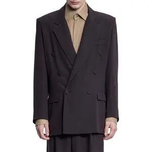 Saint Laurent Double-breasted Silk-crepe Blazer - Brown