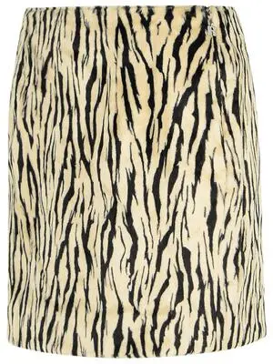 ROTATE BY BIRGER CHRISTENSEN Printed Faux Fur Skirt