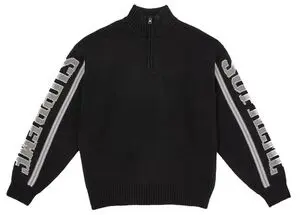 Supreme Jacquard Sleeve Half Zip Sweater - Black