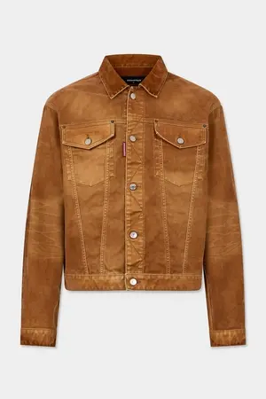 Dsquared2 Weathered Suede Oversized Jean Jacket - Red