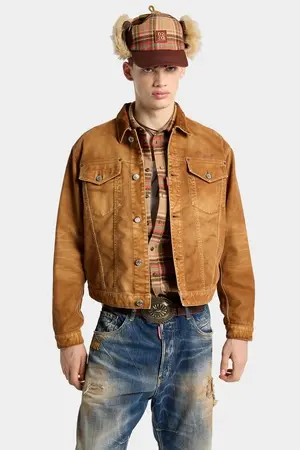 Dsquared2 Weathered Suede Oversized Jean Jacket