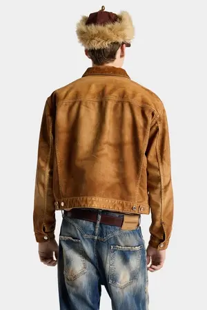 Dsquared2 Weathered Suede Oversized Jean Jacket