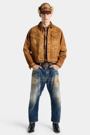 Dsquared2 Weathered Suede Oversized Jean Jacket