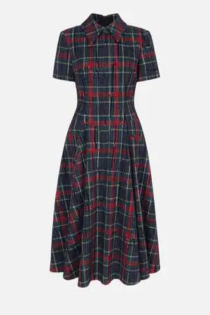 EMILIA WICKSTEAD Jody Dress In & Green Flocked Check