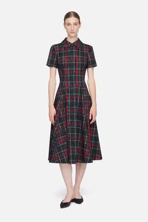 EMILIA WICKSTEAD Jody Dress In & Green Flocked Check