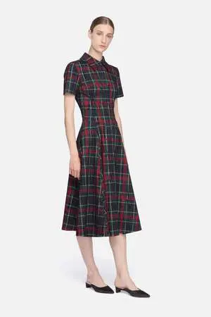 EMILIA WICKSTEAD Jody Dress In & Green Flocked Check