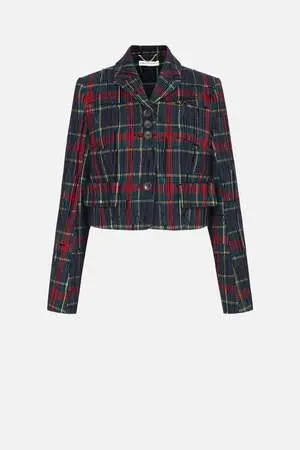 EMILIA WICKSTEAD Chapel Jacket In & Green Flocked Check - Red