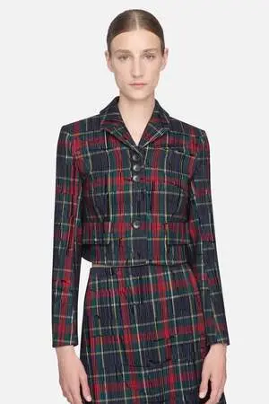 EMILIA WICKSTEAD Chapel Jacket In & Green Flocked Check