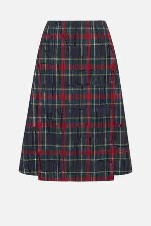 EMILIA WICKSTEAD Ifsa Skirt In & Green Flocked Check - Red