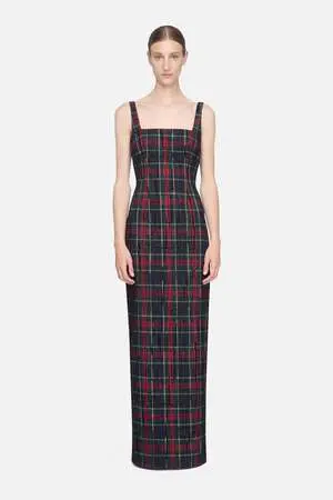 EMILIA WICKSTEAD Micheline Dress In & Green Flocked Check