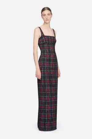 EMILIA WICKSTEAD Micheline Dress In & Green Flocked Check