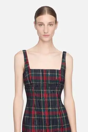 EMILIA WICKSTEAD Micheline Dress In & Green Flocked Check
