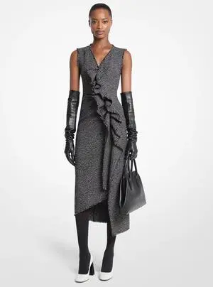 Michael Kors Frayed Crosshatch Tweed Sheath Dress In Size By - Black