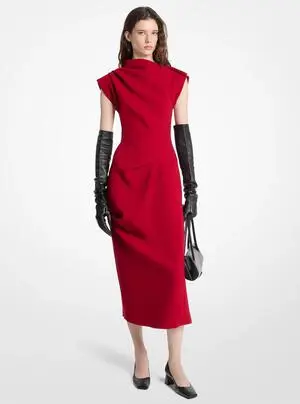 Michael Kors Stretch Bouclé Crepe Draped Sheath Dress In Size By