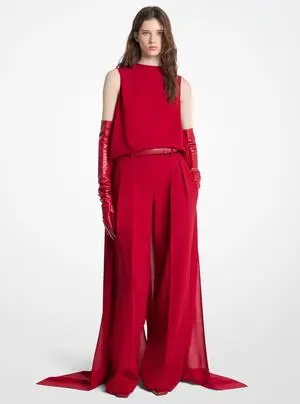 Michael Kors Wool Crepe Opera Blouse In Size By - Red