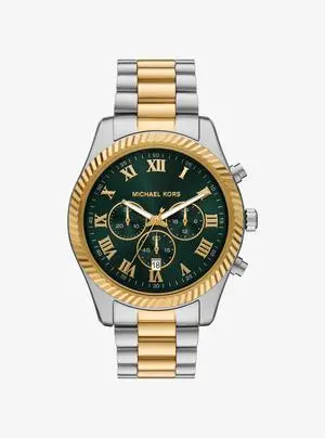 Michael Kors Oversized Lexington Two-tone Watch In By - Silver