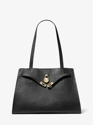 Michael Kors Hamilton Moderne Large Leather Tote Bag In By - Black