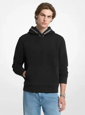 Michael Kors Logo Trim Cotton Blend Terry Hoodie In Size By - Black