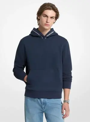 Michael Kors Logo Trim Cotton Blend Terry Hoodie In Size By - Blue