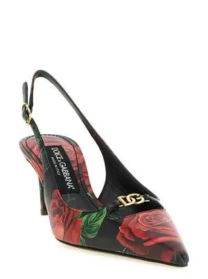 Dolce & Gabbana Rose Print Slingbacks