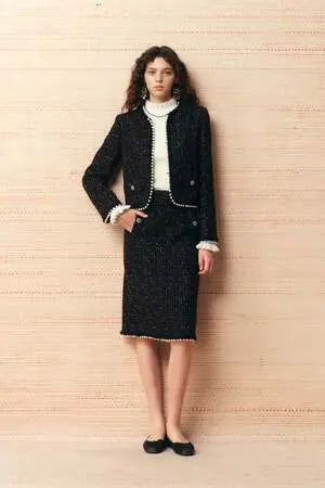 Fabrique Cynthia Pearl Beaded Jacket In Wool Blend