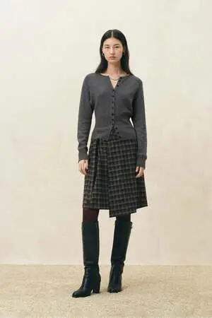 Fabrique Sidra Cinched Batwing Sleeve Cardigan In Wool Blend - Grey