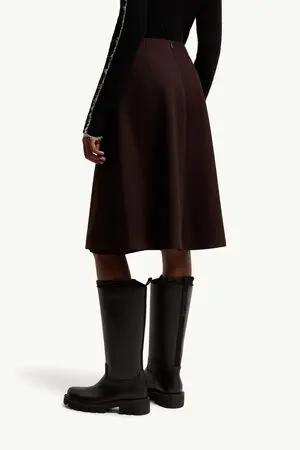 Moncler Wool Gabardine Midi Skirt - Brown