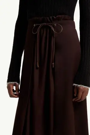 Moncler Wool Gabardine Midi Skirt - Brown