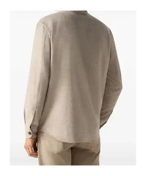 Zegna Suede Trim Patterned Shirt - Light Beige