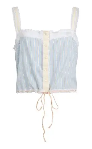 Chloé Lace-trimmed Silk Top - Blue