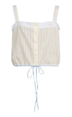 Chloé Lace-trimmed Silk Top - Neutral