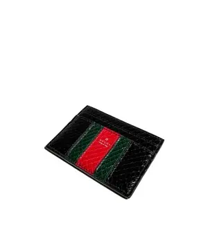 Gucci Web Trademark Card Case - Black